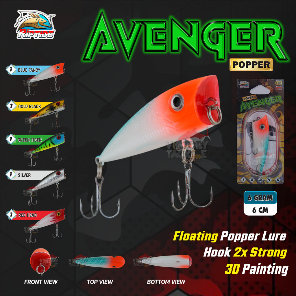 Lure MINNOW FISHING BAIT Riptide Avenger Popper ลอย Popper Lure 6 ซม. 6 ...