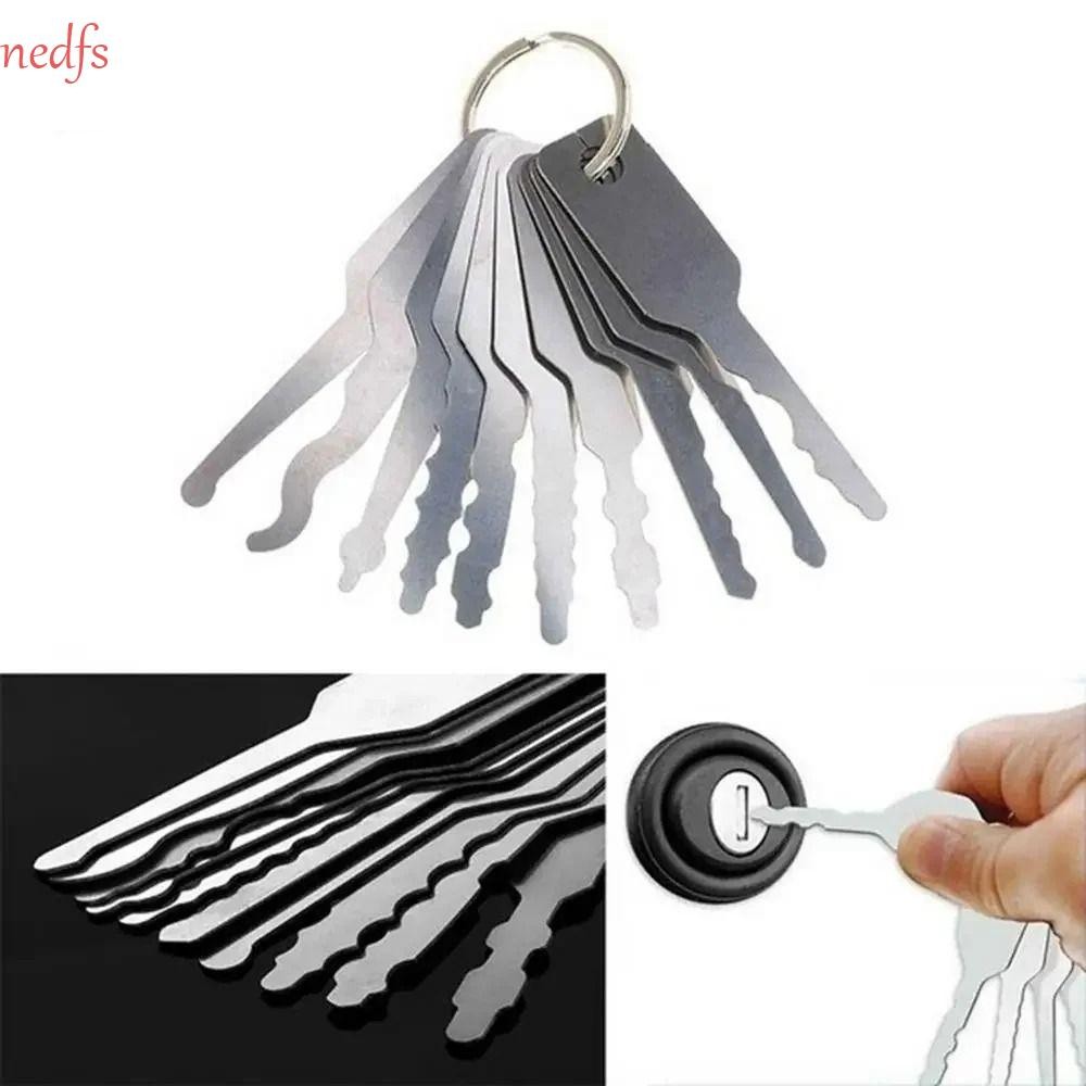 NEDFS 10 ชิ้น/เซ็ตเปิดประตู,ทนทาน 10 In 1 Jiggler คีย์,แบบพกพาสองด้านทน ...