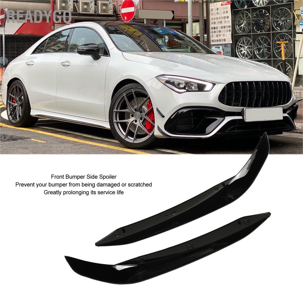 ReadyGo กันชนหน้าด้านข้างสปอยเลอร์Glossy Black Lip Wrap Splitterสำหรับ ...