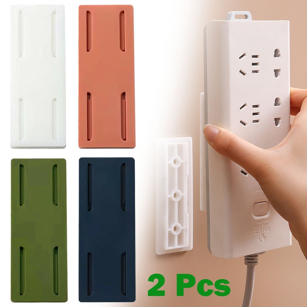 ขาย 2 ชิ้น Wall-Mount Self Adhesive Power Strip Holder Plug & Extension ...