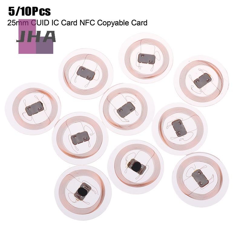 [JHA] 5/10pcs CUID NFC Tag 25mm Rewritable Transparent Coin Card NFC Label สําหรับ Proximity ...