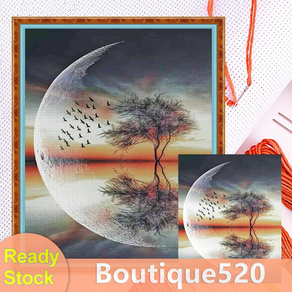 ด้ายผ้าฝ้าย Eco ปักเต็ม 11CT ชุดปักครอสติสต้นไม้ดวงจันทร์นับ 40x50 ซม. [boutique520.th] | Shopee ...