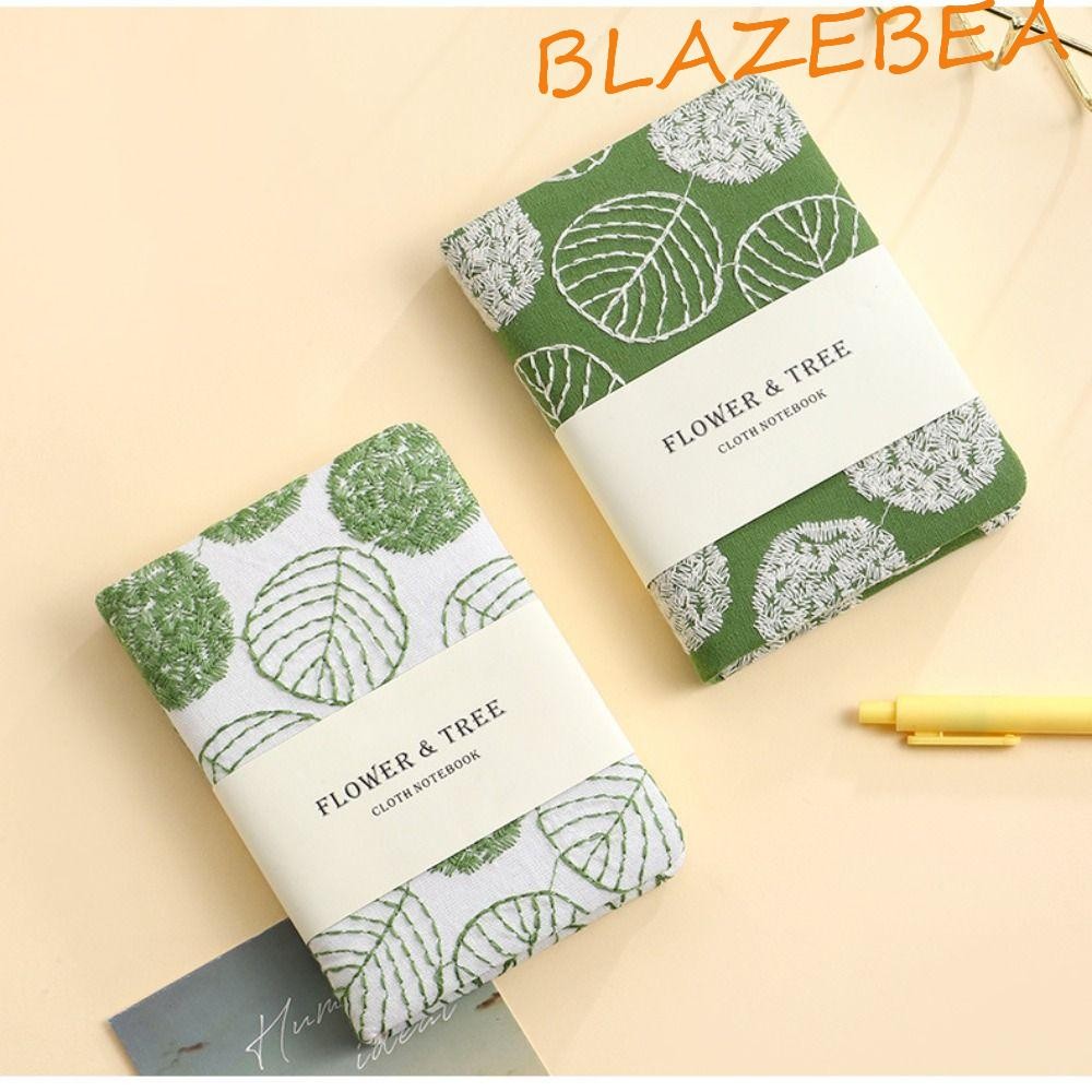 BLAZEBEA Leaf Hand Ledger,ผ้าสมุดบันทึกปักสไตล์,Creative Morandi Multi-Purpose Cotton Cloth ...