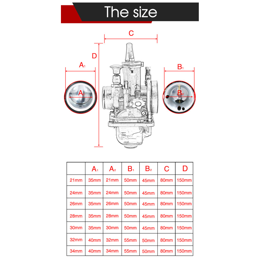 ZSDTRP PWK Carburetor 21 24 26 28 30 32 34mm fit for 70cc to 350cc ...