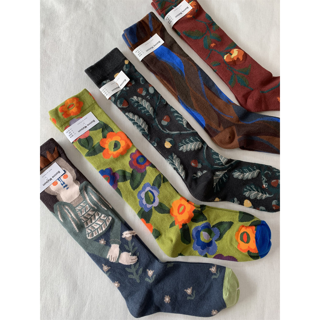 สินค้าใหม่ถุงเท้าอินเทรนด์วรรณกรรม Niche หญิง High-End Shunhua ออกแบบ ...