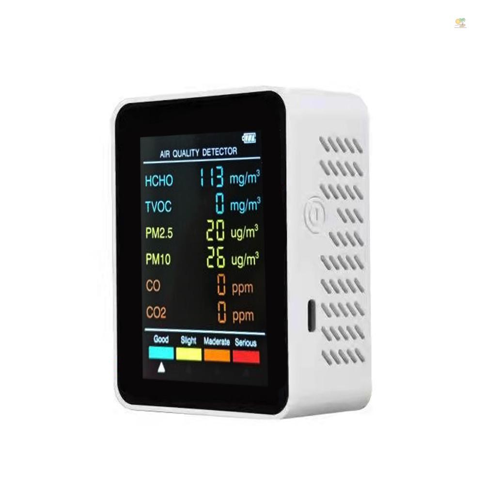 6 In 1 PM2.5 PM10 HCHO TVOC CO2 Multifunctional Air Quality Detector CO คาร์บอนไดออกไซด์ ...