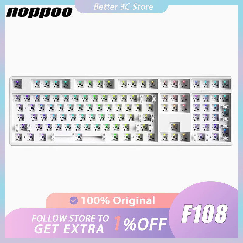 Noppoo ชุดคีย์บอร์ดกลไก F108 3โหมด RGB Hot Swap คีย์บอร์ดเกม108คีย์ปรับแต่ง PC Gamer อุปกรณ์ ...