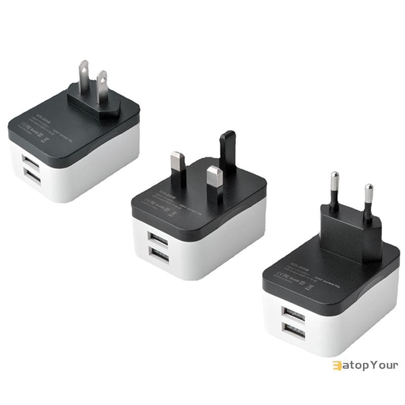 Eatopyour] Universal EU US UK 2 USB Travel Plug Power Charger Converter ...
