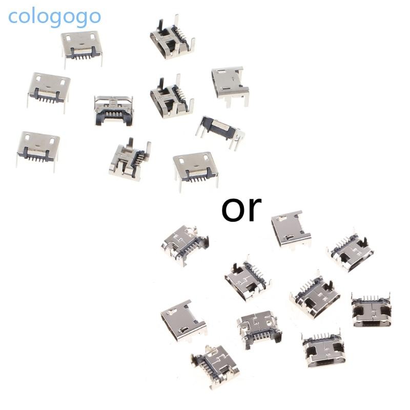 Colo 10 ชิ้น Micro USB Type B 5 Pin ขั้วต่อซ็อกเก็ตหญิง SMD 4 ขา 90 ...