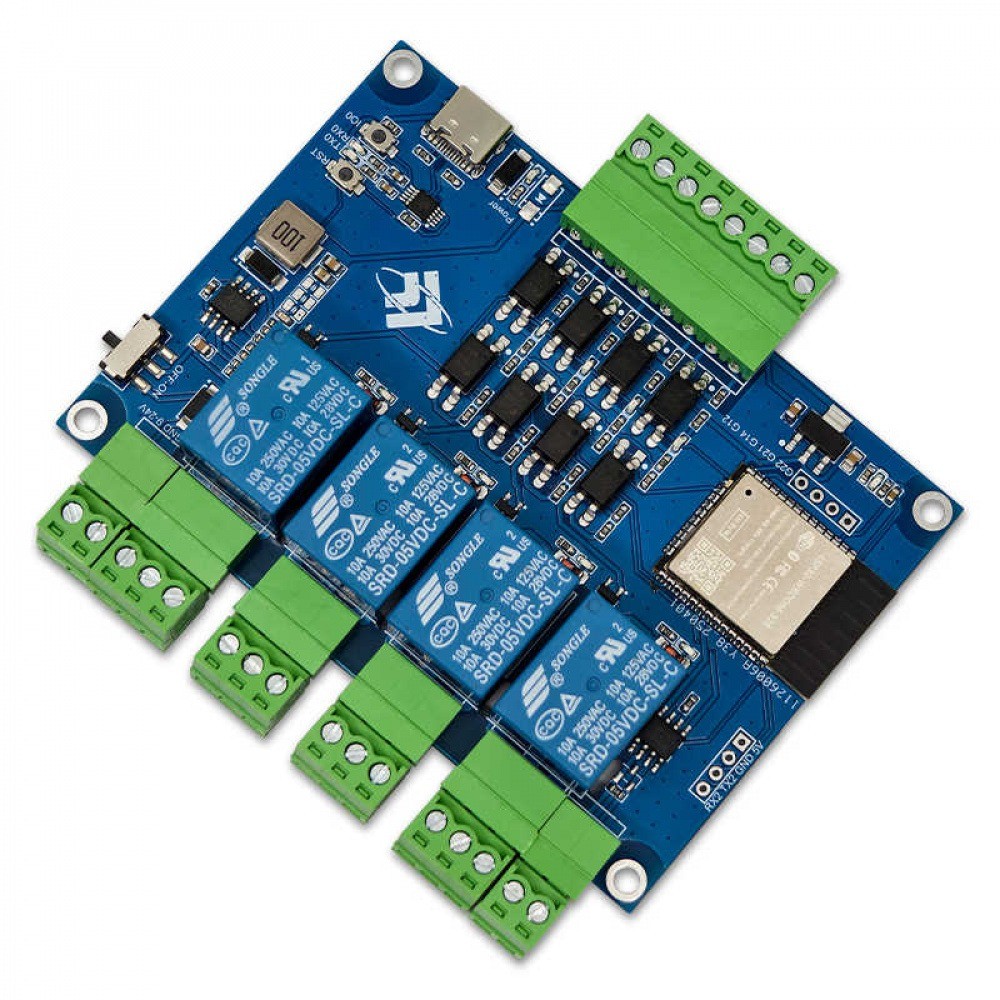 DC7-24V ESP32 MODBUS RTU สี่ช่องรีเลย์โมดูล RS485 บอร์ดพัฒนา MODBUS ...