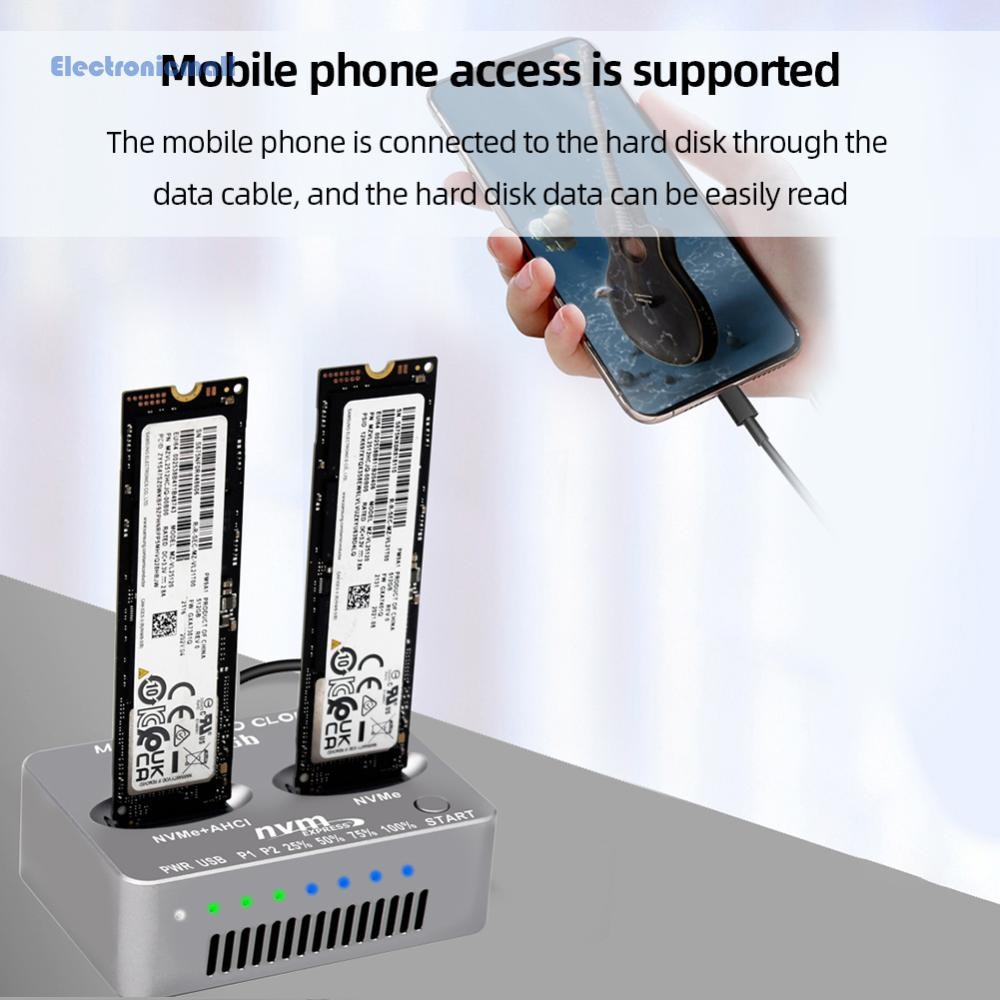 Au Dual-Bay M.2 NVME SSD Clone Gen2X 20Gbps กล่องฮาร์ดดิสก์ภายนอก Solid Disk Ca ...