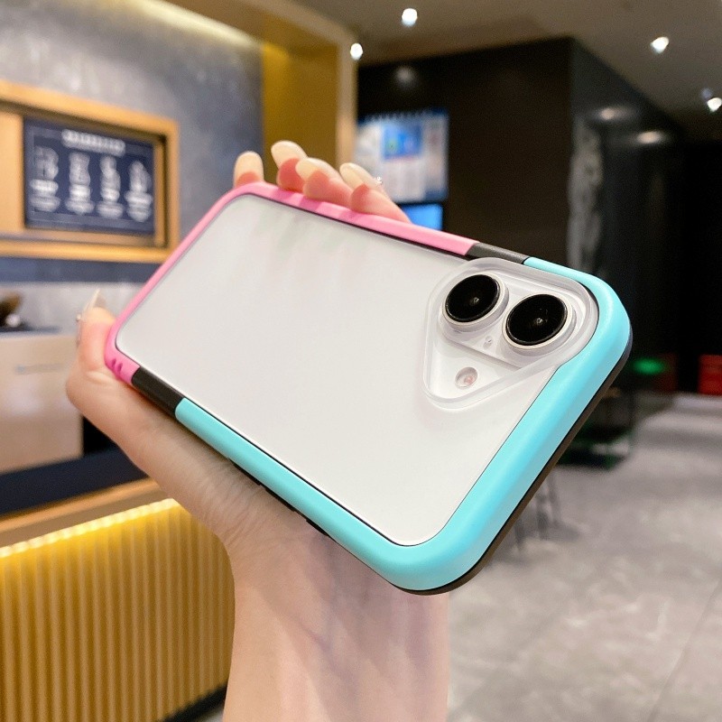 2 in 1ที่ถอดออกได้สีตีกันชนเคลือบใส backplane กรณีโทรศัพท์สำหรับ iPhone ...