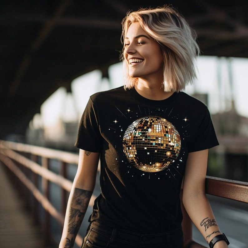 Disco Shirt Ladies 70s 80s Top Disco Ball Motif Party Outfit Gifts for ...