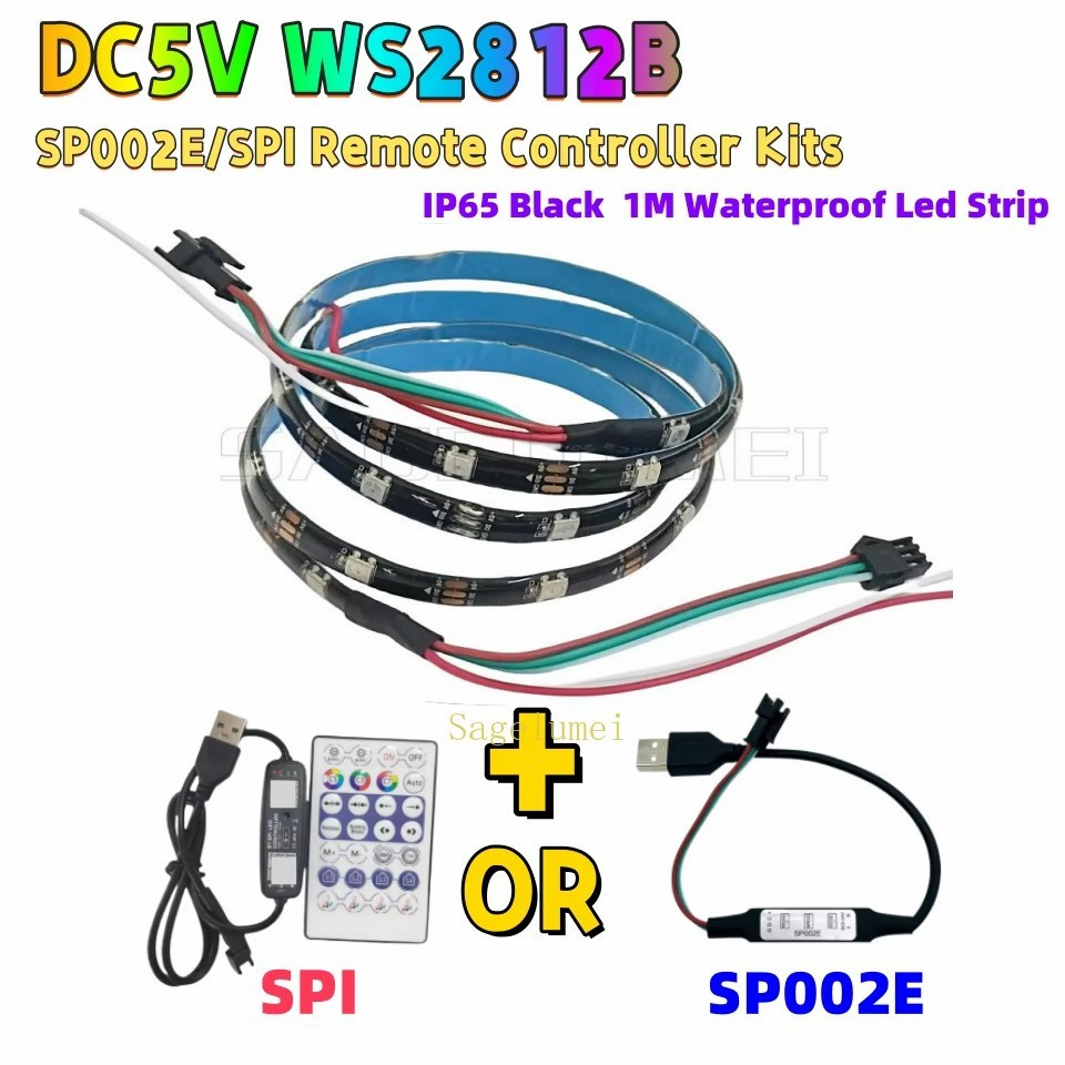 Ws2812b แอดเดรสสมาร์ท RGB Led พิกเซลโคมไฟ 30Leds สีดํา PCB IP65 กันน้ํา ...