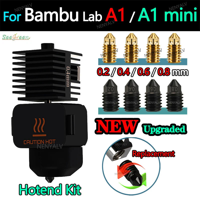 For Bambu lab A1 mini Hotend Kit Hardened Steel Nozzle 0.2/0.4/0.6/0 ...