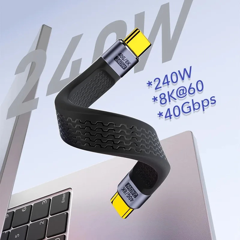 13 ซม.8K @ 60Hz สาย 240W USB4.0 Gen3 ประเภท C สาย 5A Fast Charging USB ...