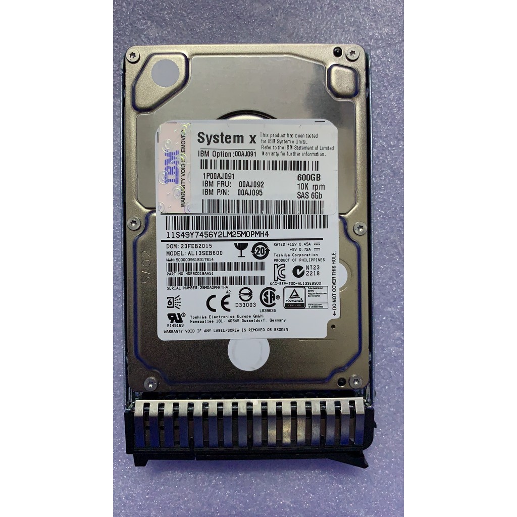 ฮาร์ดไดรฟ์ IBM 00AJ091 00AJ092 00AJ095 600G10KSAS2.5X3850X6 X3650M5 ...