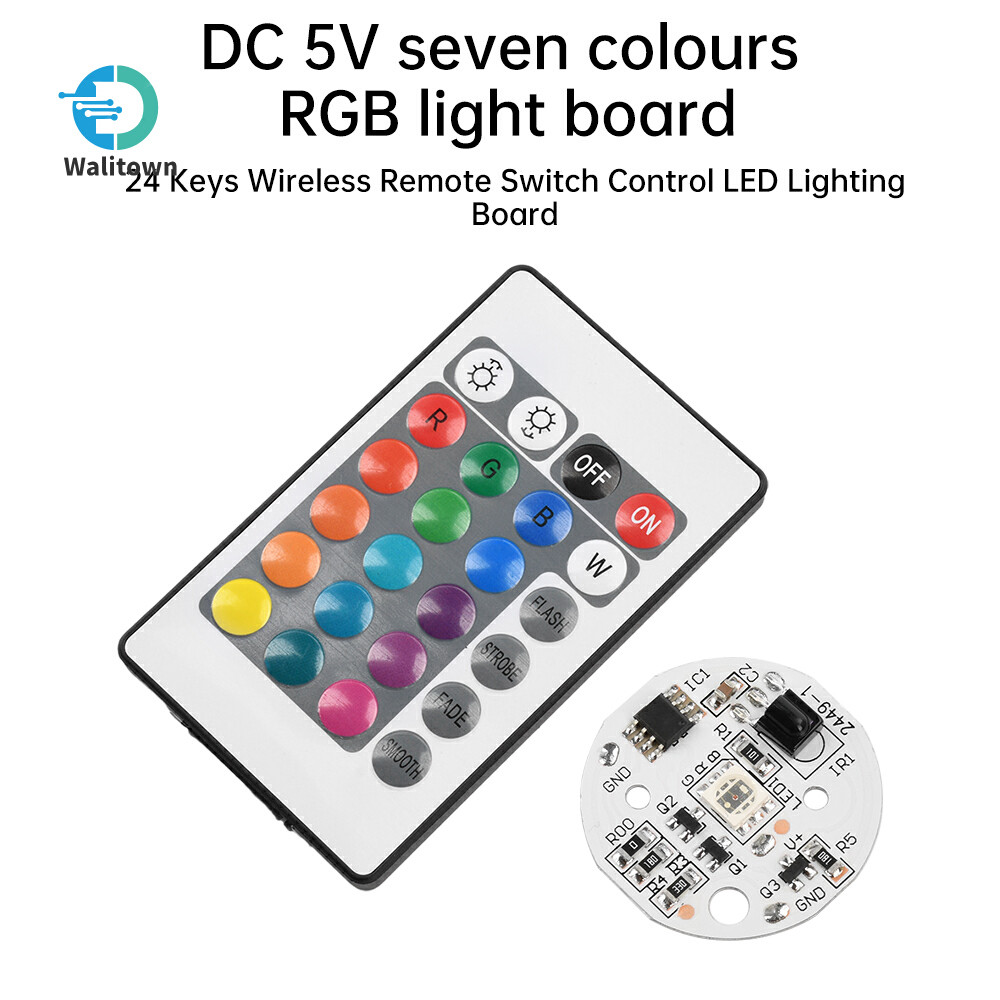 DC5V สีสัน RGB Light Board 24 คีย์รีโมทคอนโทรลไร้สายสวิทช์ควบคุม LED ...