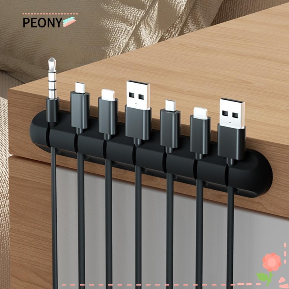 PEONYPAVILION USB Cable Winder, ยืดหยุ่น Desktop Tidy Cable Organizer ...
