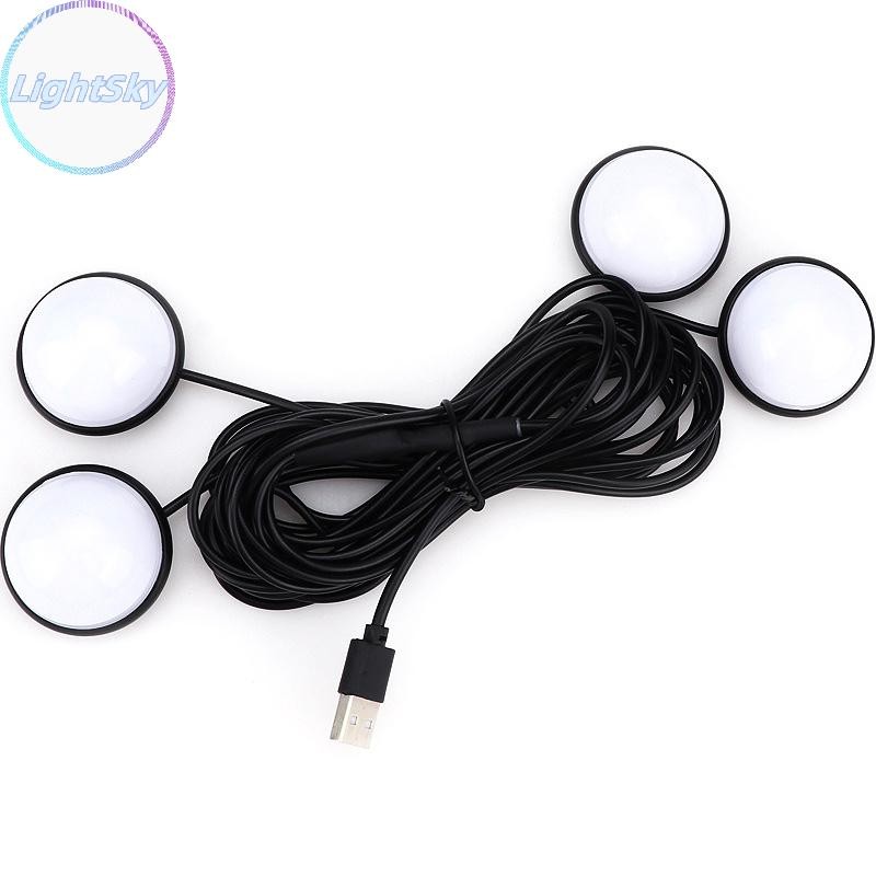 LightSky รถ LED บรรยากาศไฟรถ Soles ฟรีสายไฟไฟตกแต่งรถ Retrofit USB หนึ่งพ่วงสี่แสงบรรยากาศแสง TH ...