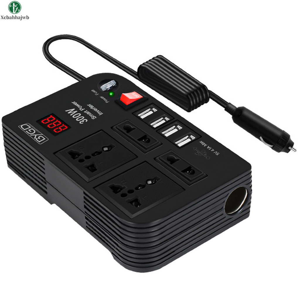 AG 300W รถอินเวอร์เตอร์ DC 12V to AC 220V Power Converter Splitter 4 ...