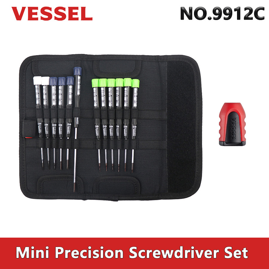Vessel 12 ชิ้น Mini Precision ไขควงชุดสําหรับ Phillips Slotted Hex ...