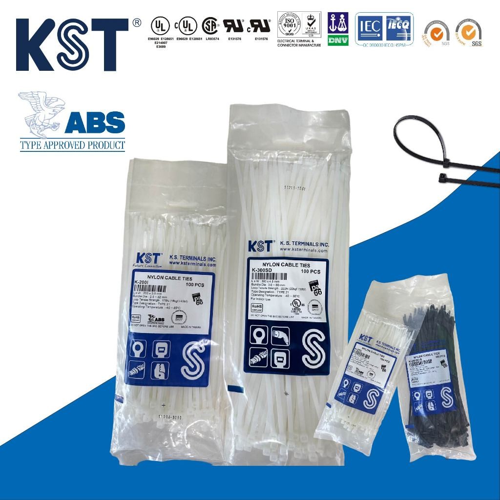 KST เคเบิ้ลไทร์ ขนาด10-15นิ้ว สีขาว/ดำ📌ถุงละ100ชิ้น📌 Nylon Cable Ties ...