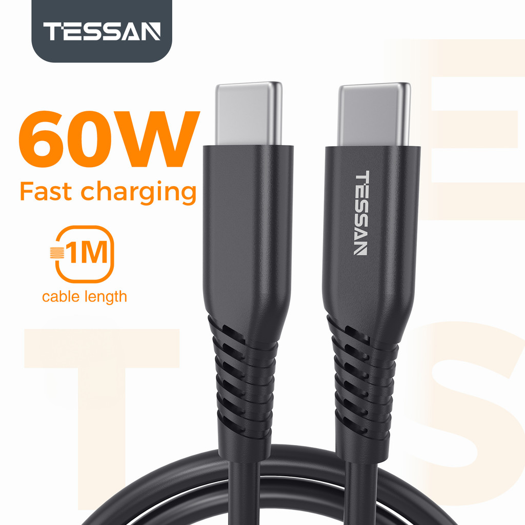 TESSAN 60W Fast Charge USB C ถึง USB C Type C สายชาร์จเร็วสําหรับ ...
