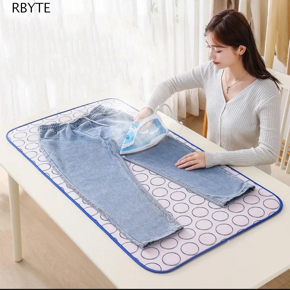 RBYTE เสื่อรีดผ้าอุณหภูมิสูง, ที่รองรีดแบบพับได้แบบหนา, แผ่นรองเคาน์เตอร์สี่เหลี่ยมแบบแขวนกัน ...