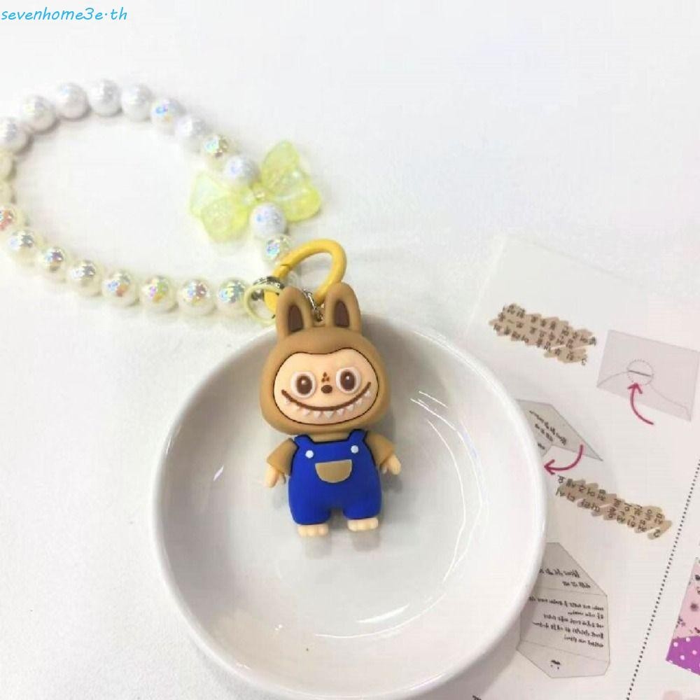 SEVENHOME3E Labubu ลูกปัดแหวน,กระเป๋า Charm PVC Stand Up Labubu จี้ ...