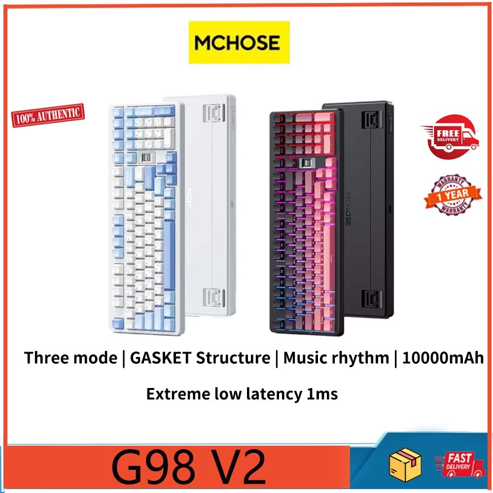 MCHOSE G98 V2 สามโหมดที่กําหนดเอง Low Delay GASKET Structure คีย์บอร์ดแบบกลไก | Shopee Thailand