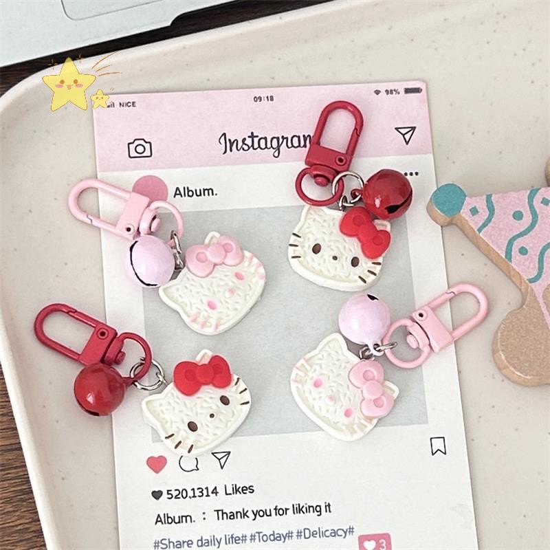 [JBTH] การ์ตูน Sanrio แขวนเครื่องประดับน่ารัก Hello Kitty Bell พวงกุญแจ ...