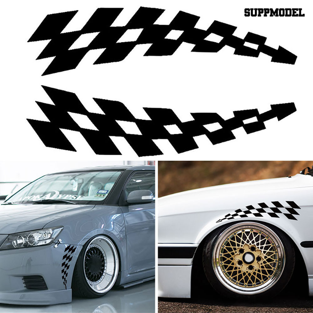 Suppmodel 2 ชิ้นลายสก๊อตธง Racing Car Decals ล้อคิ้วความปลอดภัยสติกเกอร ...