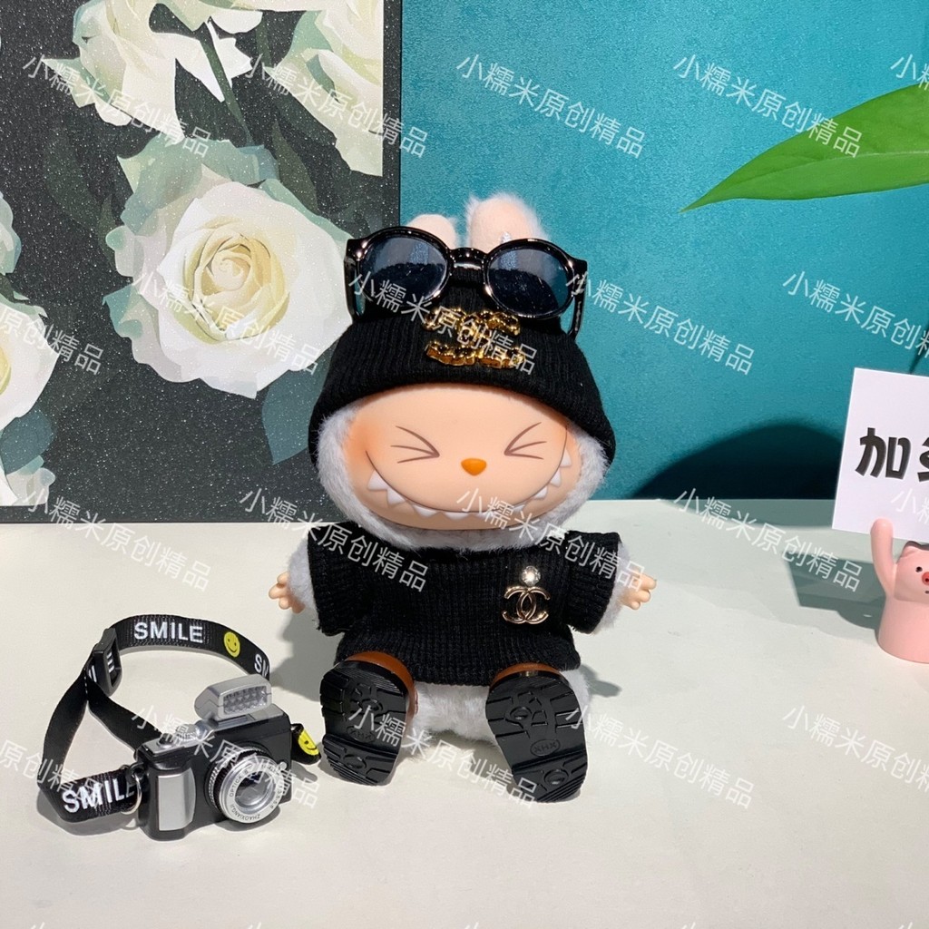 Labubu POP MART V2 15cm ตุ๊กตาตุ๊กตาจี้ชุดสีดำเท่ | Shopee Thailand