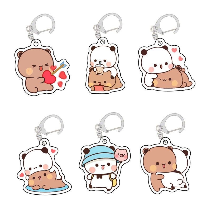 อะนิเมะ Dudu Bubu อะคริลิค Key Chain Kawaii Sweet Bubu & Yier พวงกุญแจ ...