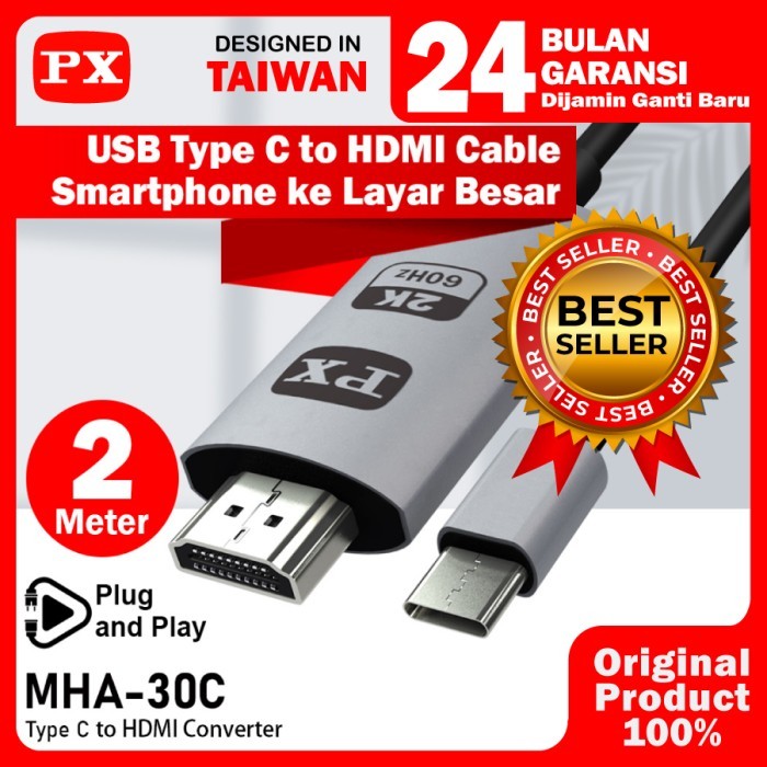 [ใหม่!!!] MHL USB Type C เป็น HDMI TV Projector Converter 2M สาย PX MHA-30C | Shopee Thailand