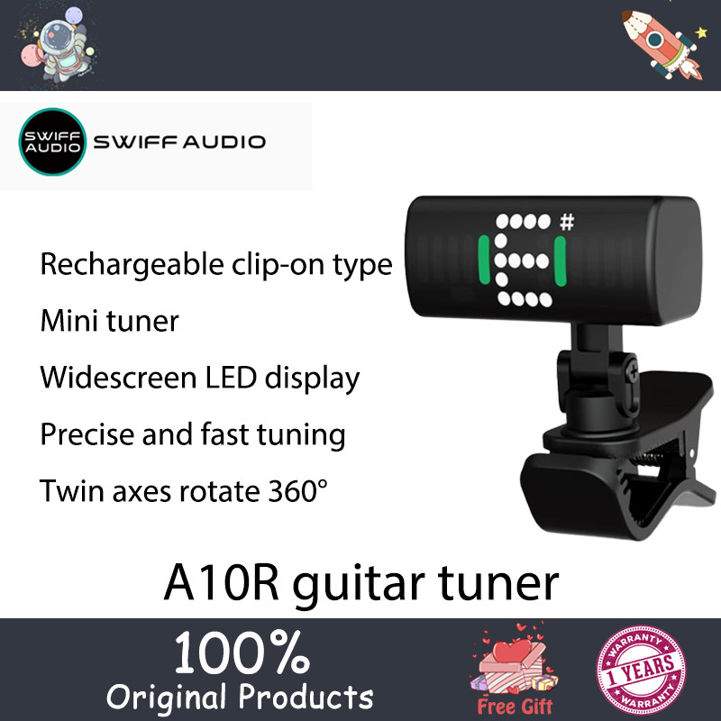 Swiff Audio A10R Clip-on Tuner Mini สําหรับพกพาสะดวก จอแสดงผลจอกว้าง LED Type-C รองรับการชาร์จ ...