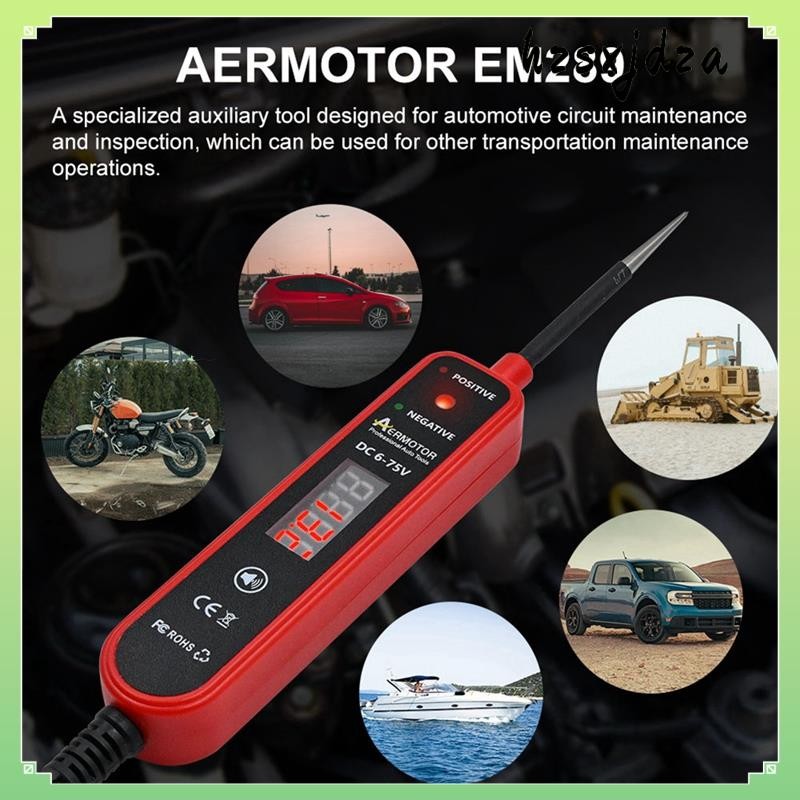 EM289 รถเครื่องทดสอบวงจรไฟฟ้า DC 6-75V LED ดิจิตอลแรงดันไฟฟ้าจอแสดงผลรถ ...