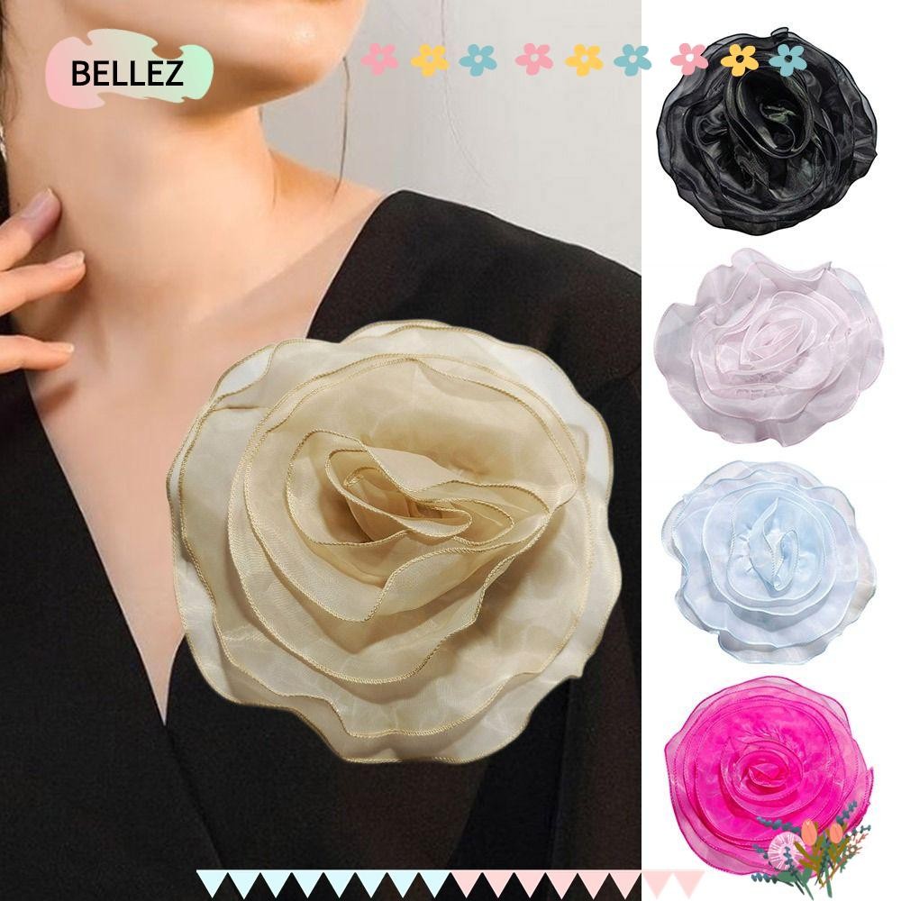 BELLEZ เข็มกลัด, ผ้าประดิษฐ์ Organza Rose ดอกไม้ Patch, DIY เย็บ Applique 27 ซม.หน้าอกดอกไม้ ...