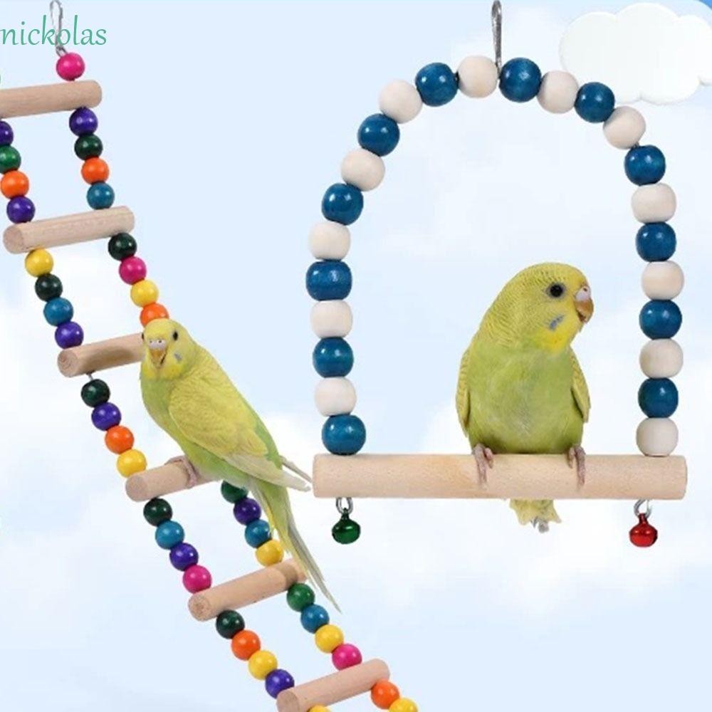 NICKOLAS นกแก้วแขวนคลิป, Bell Perch ยืดหยุ่น Rack Bird Swing ของเล่น ...