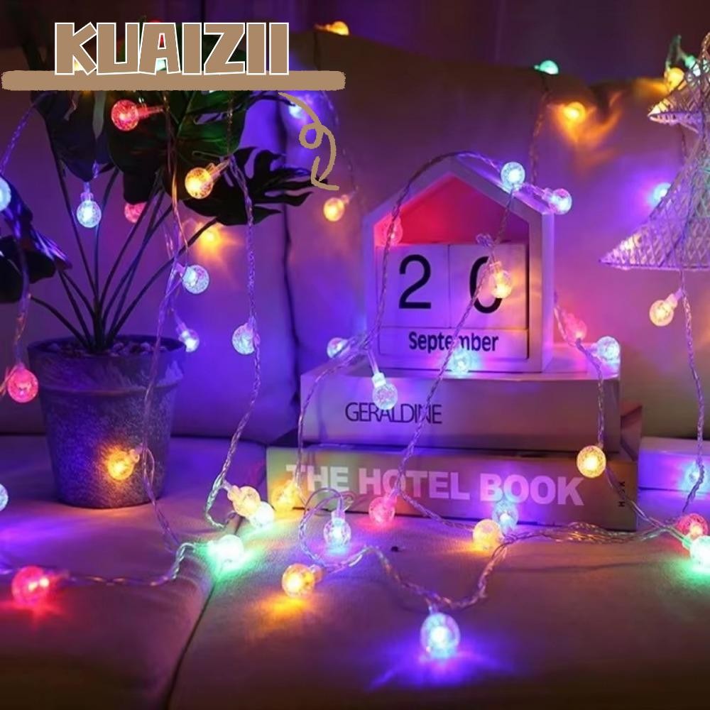 KUAIZII ไฟ LED String, ไฟลูกบอลคริสตัลขับเคลื่อนแบตเตอรี่ AA 1.5 ม., ไฟบรรยากาศ 10LED ตกแต่งงาน ...