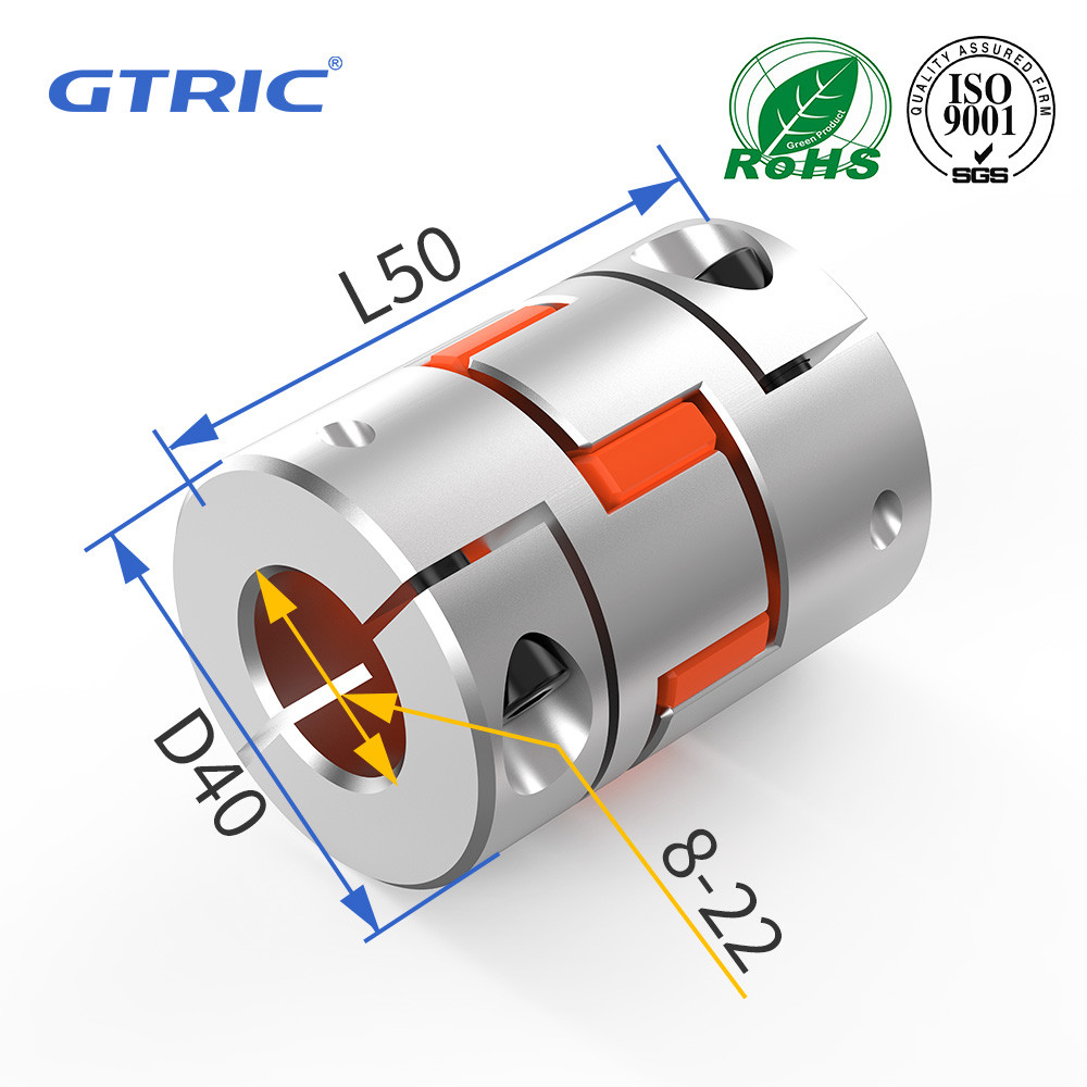 GTRIC D40L50 3 Jaws Coupler อลูมิเนียมยืดหยุ่นพลัม Elasti ข้อต่อ CNC ...