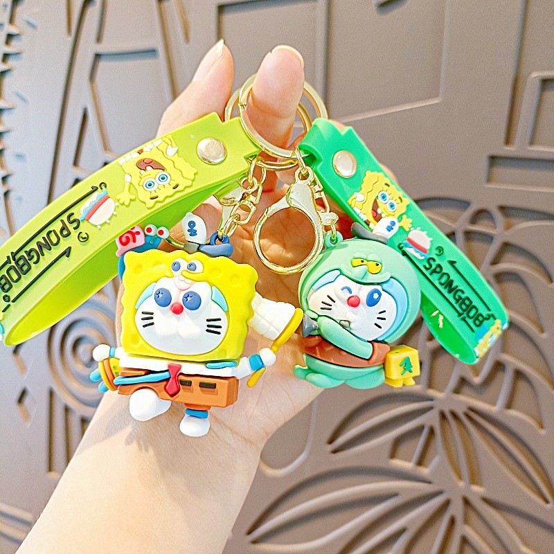 Spongebob SquarePants Cross-Dressing Doraemon พวงกุญแจการ์ตูนน่ารัก ...