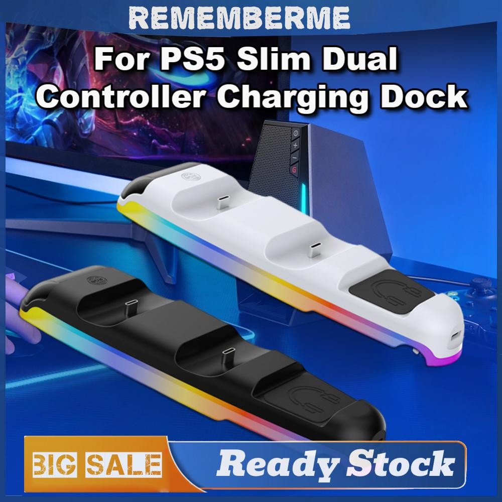 สําหรับ PS5 Slim Dual Controller แท่นชาร์จ RGB Dual Fast Charger ...