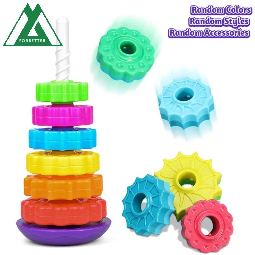 Forbetter หมุน Rainbow Tower, Rainbow แหวน Stacker Early Education Rainbow Spinning ซ้อนของเล่น ...