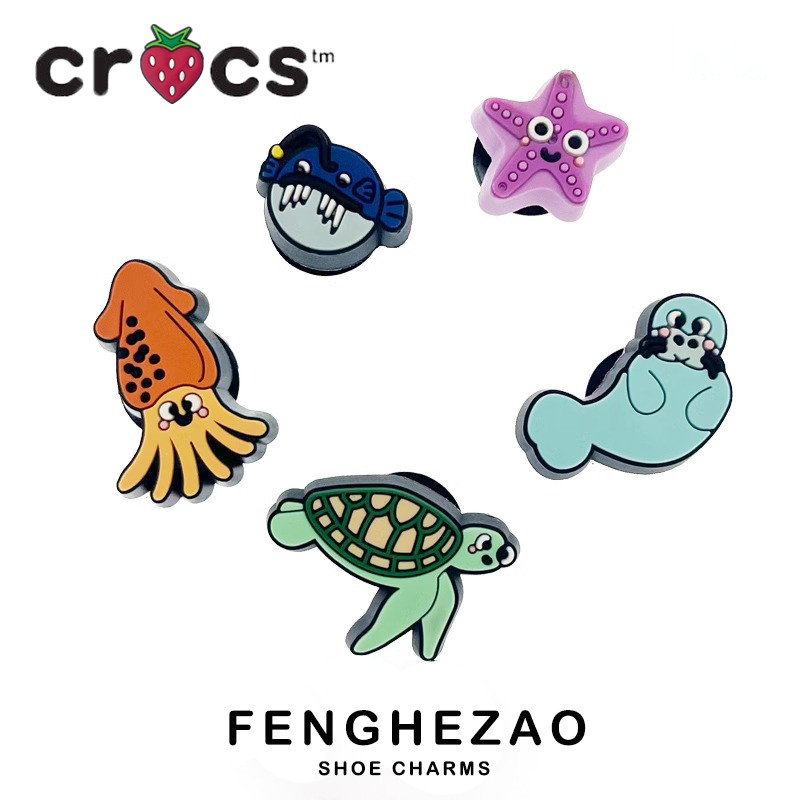 ใหม่ jibbitz สําหรับ crocs รองเท้าดอกไม้ crocs charms การ์ตูนสัตว์ทะเล ...