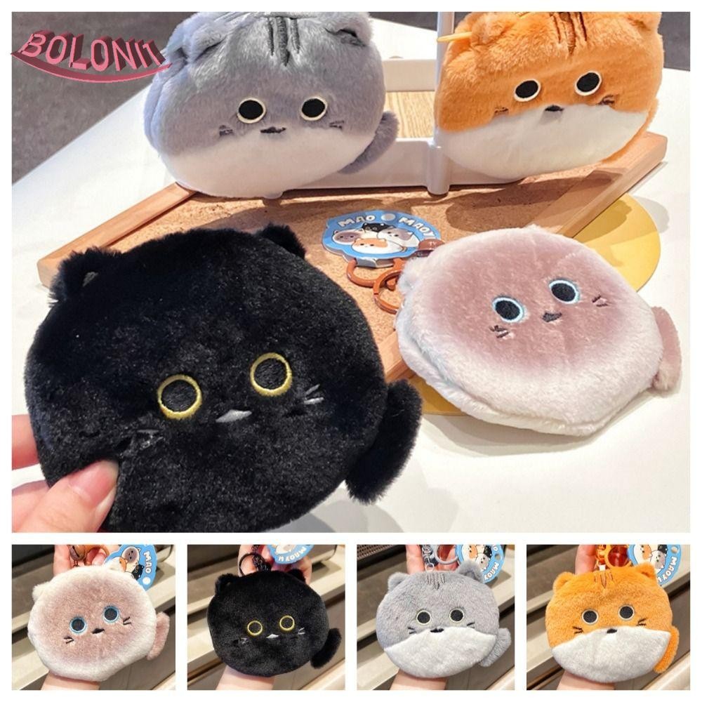 BO Siamese Cat Coin Purse Wallet, Kitty Zipper Cat Fish Plush Purse Bag ...
