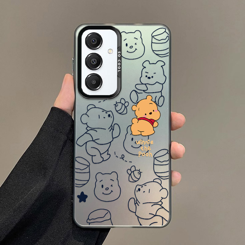 Samsung Galaxy A16 A06 5G A55 A35 A25 A15 5G Winnie the Pooh Case สีเงินการ์ตูนปลอกทนทาน Matted ...
