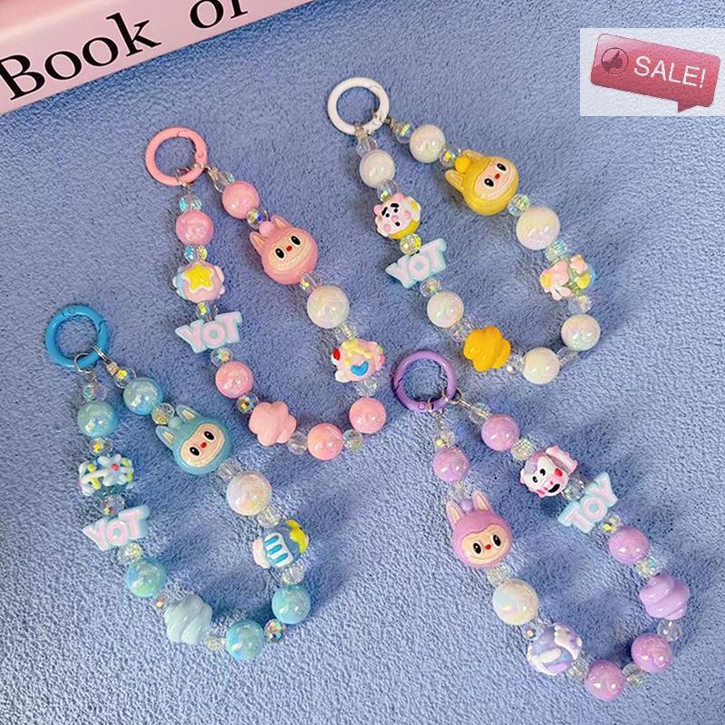 At การ์ตูน Labubu Letter Beaded โทรศัพท์ Chain เคสโทรศัพท์จี้กระเป๋าถือ ...