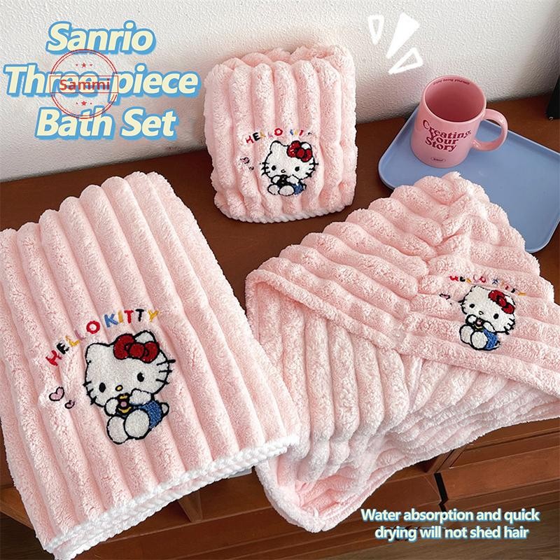 Sammi Sanrio Hello Kitty ผ้าขนหนู Kuromi Cinnamoroll ผมแห้งหมวก ...